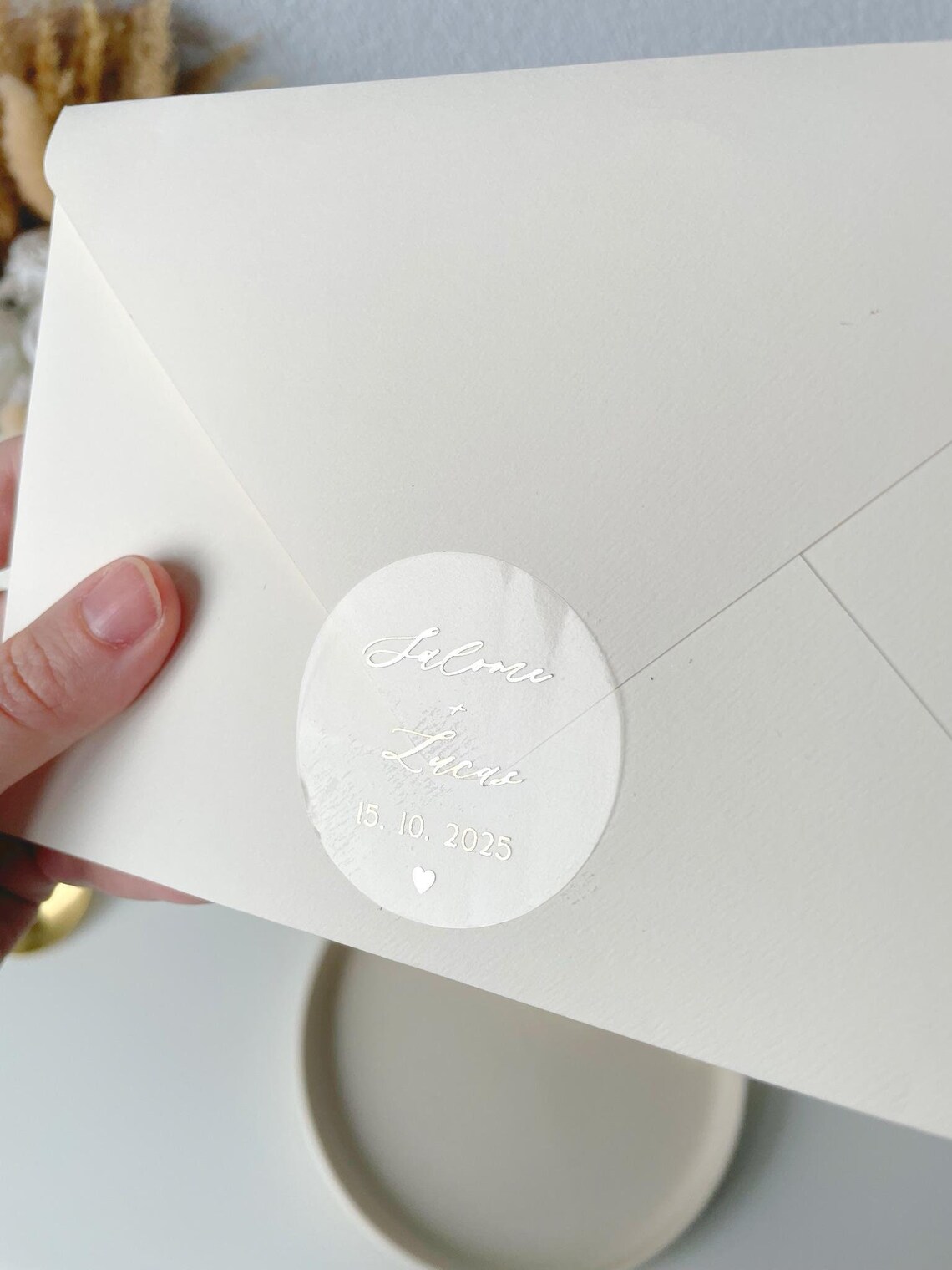 Custom Wedding Stickers With Initials and Date, Clear Simple Wedding ...