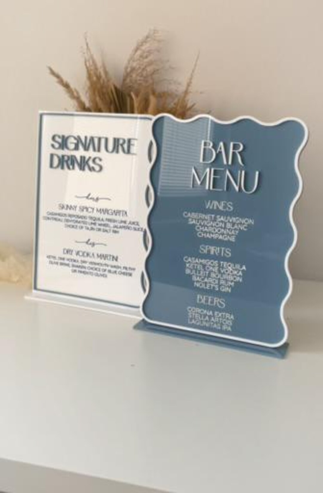 Personalized Wavy Acrylic Bar Menu Sign, Drink Menu Signage for Event ...