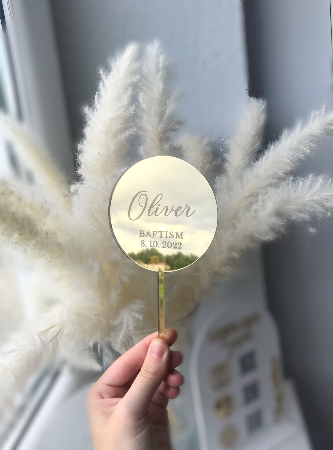 Wooden or Acrylic Cake Topper With Name, Baptism Custom Text Cake ...