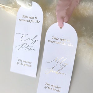 Gold Foil Seat Name Tags, Metallic Wedding Place Cards, Chair Name ...