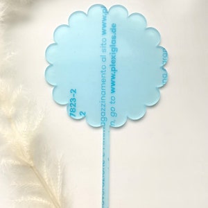 Set of 5 Blank Scalloped Circle Cake Toppers With Stick Clear, White ...