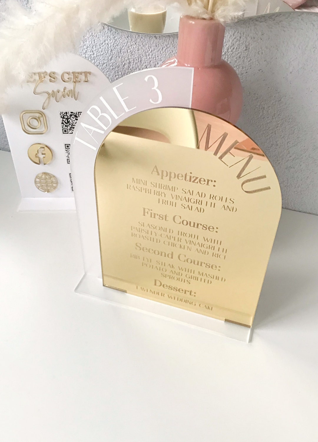 Wedding Table Numbers With Menu, Table Numbers, Acrylic Table Numbers ...