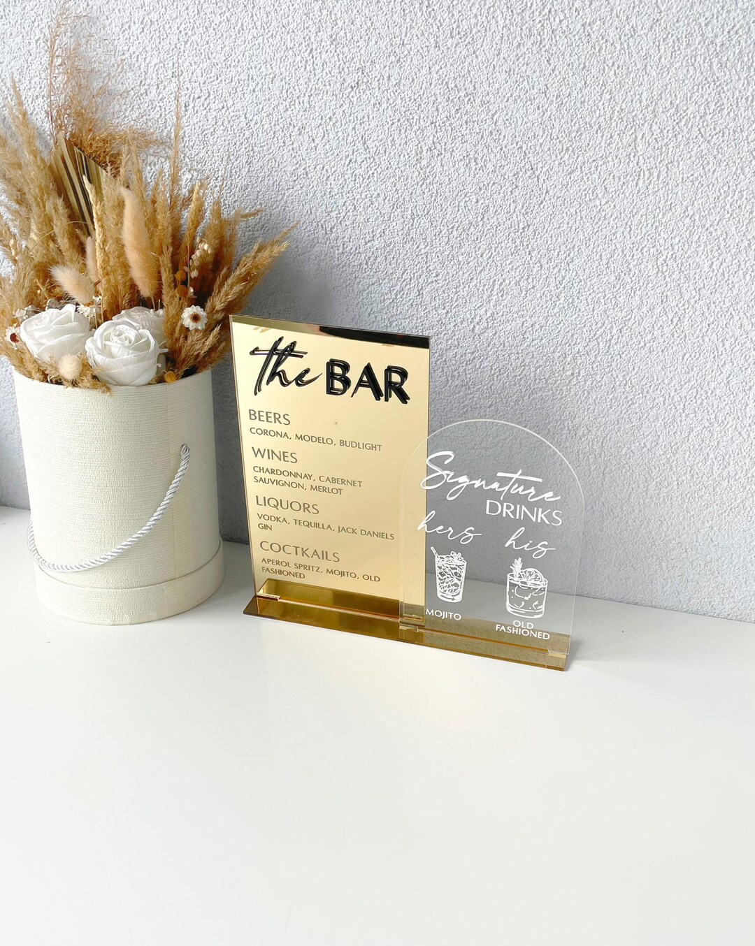 Personalized Wavy Acrylic Bar Menu Sign, Drink Menu Signage for Event ...