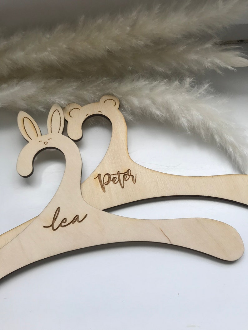 Personalized Kids Hanger Bunny and Bear With Name Hanger With Name Baby ...
