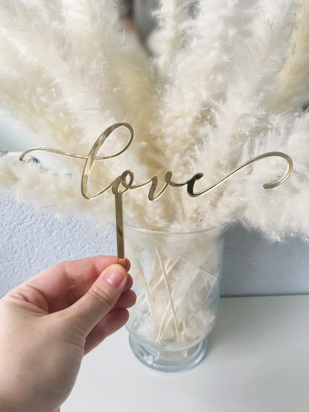 Acrylic Love Cake Topper, Gold Love Cake Topper, Siver Cake Topper Love ...