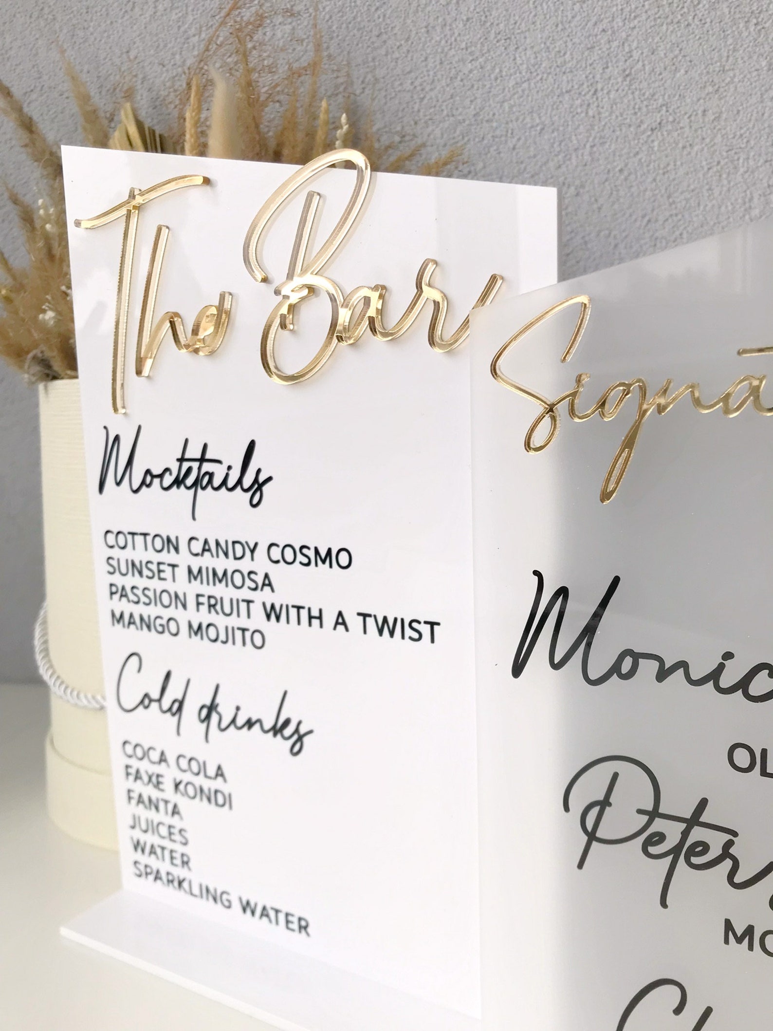 Wedding Acrylic Bar Menu Double Bar Menu Custom Bar Menu - Etsy