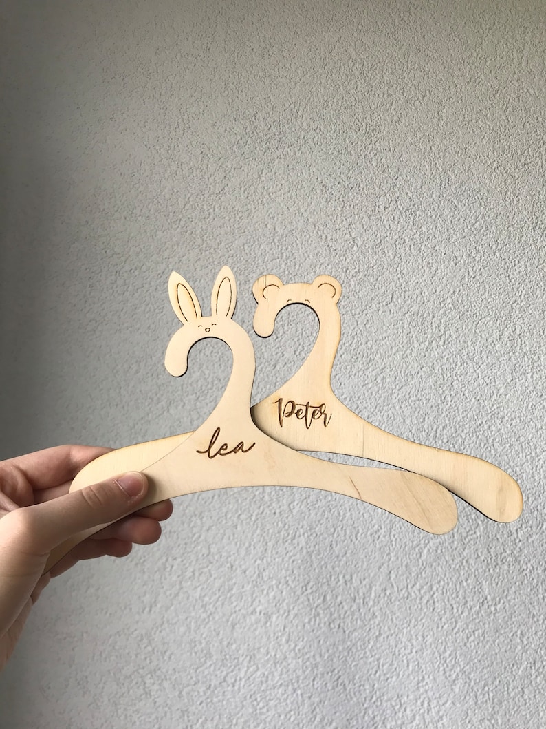 Personalized Kids Hanger Bunny and Bear With Name Hanger With Name Baby ...