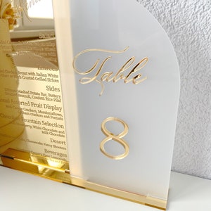 Acrylic Wedding Table Numbers With Table Numbers, Gold Wedding Menu ...