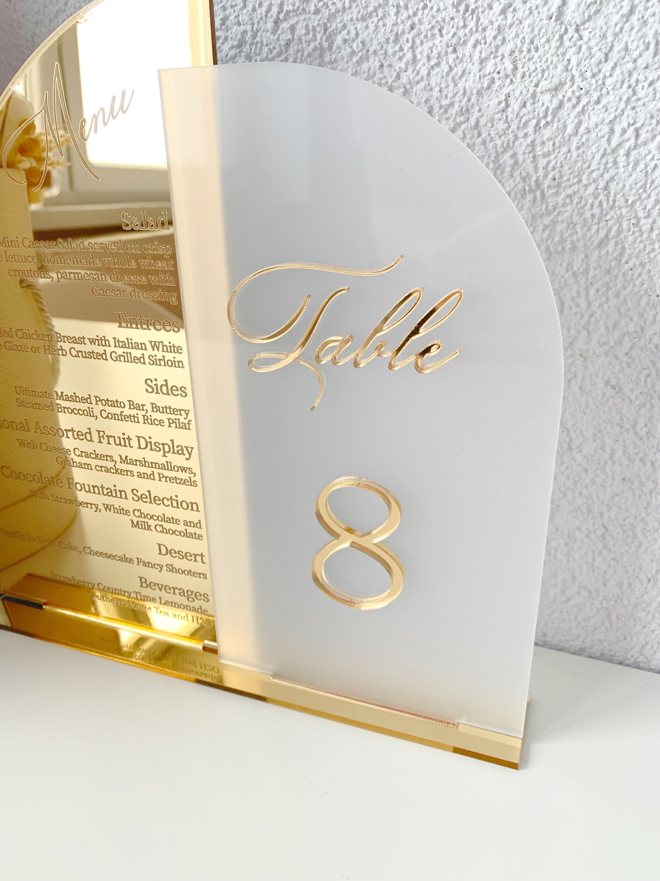 Acrylic Wedding Table Numbers With Table Numbers, Gold Wedding Menu ...
