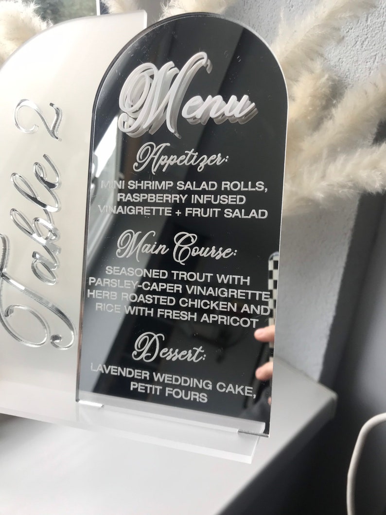 Wedding Table Numbers With Menu Table Numbers Acrylic Table - Etsy