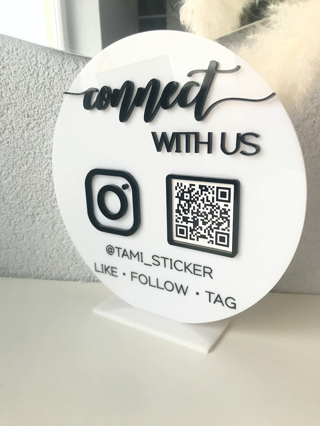 Connect With Us, Scannable QR Code Acrylic Sign for Social Media ...