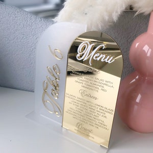 Wedding Table Numbers With Menu, Table Numbers, Acrylic Table Numbers ...