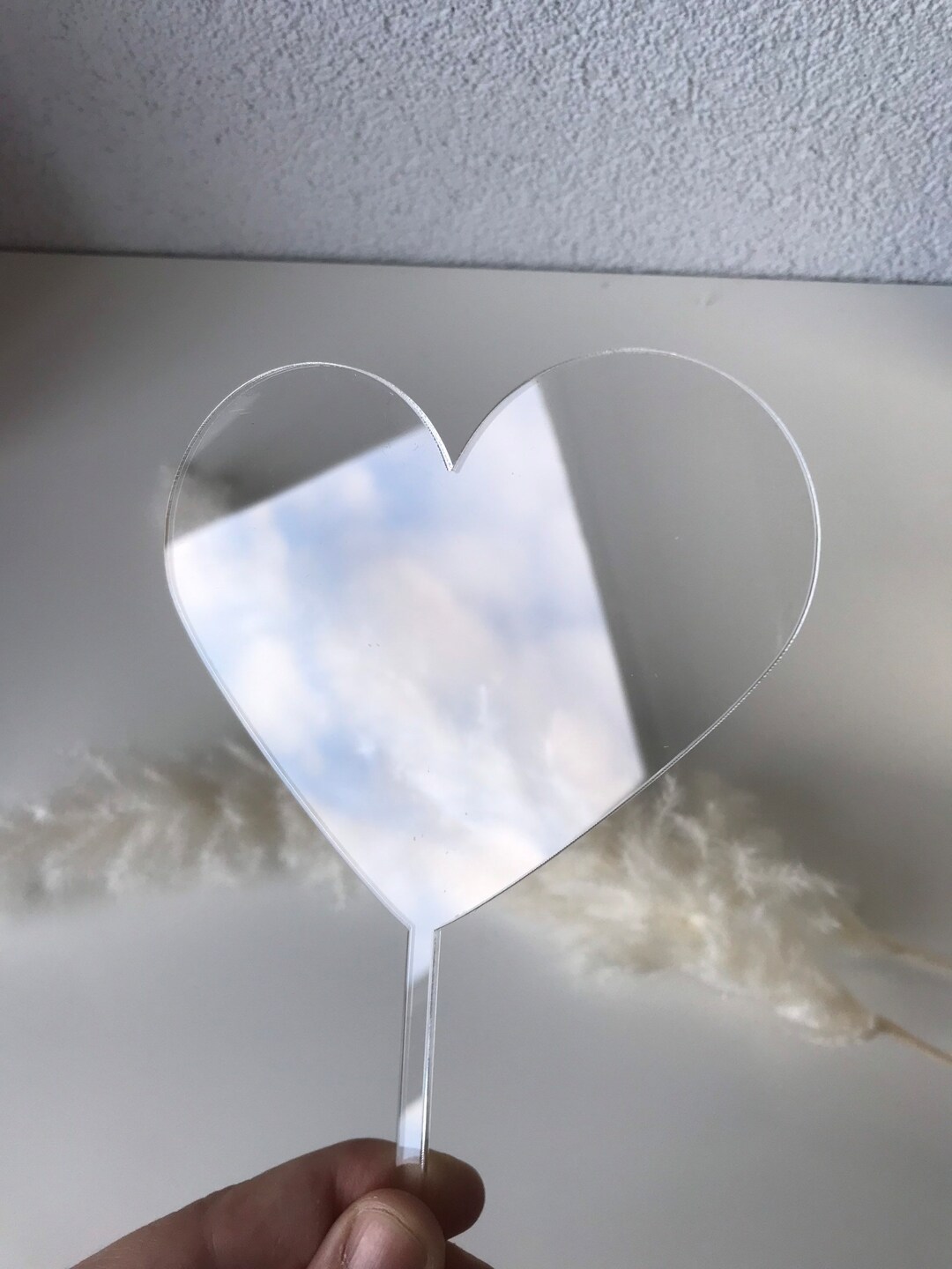 Set of 5 Blank Acrylic Heart Cake Toppers Heart With Stick Clear, Clear ...