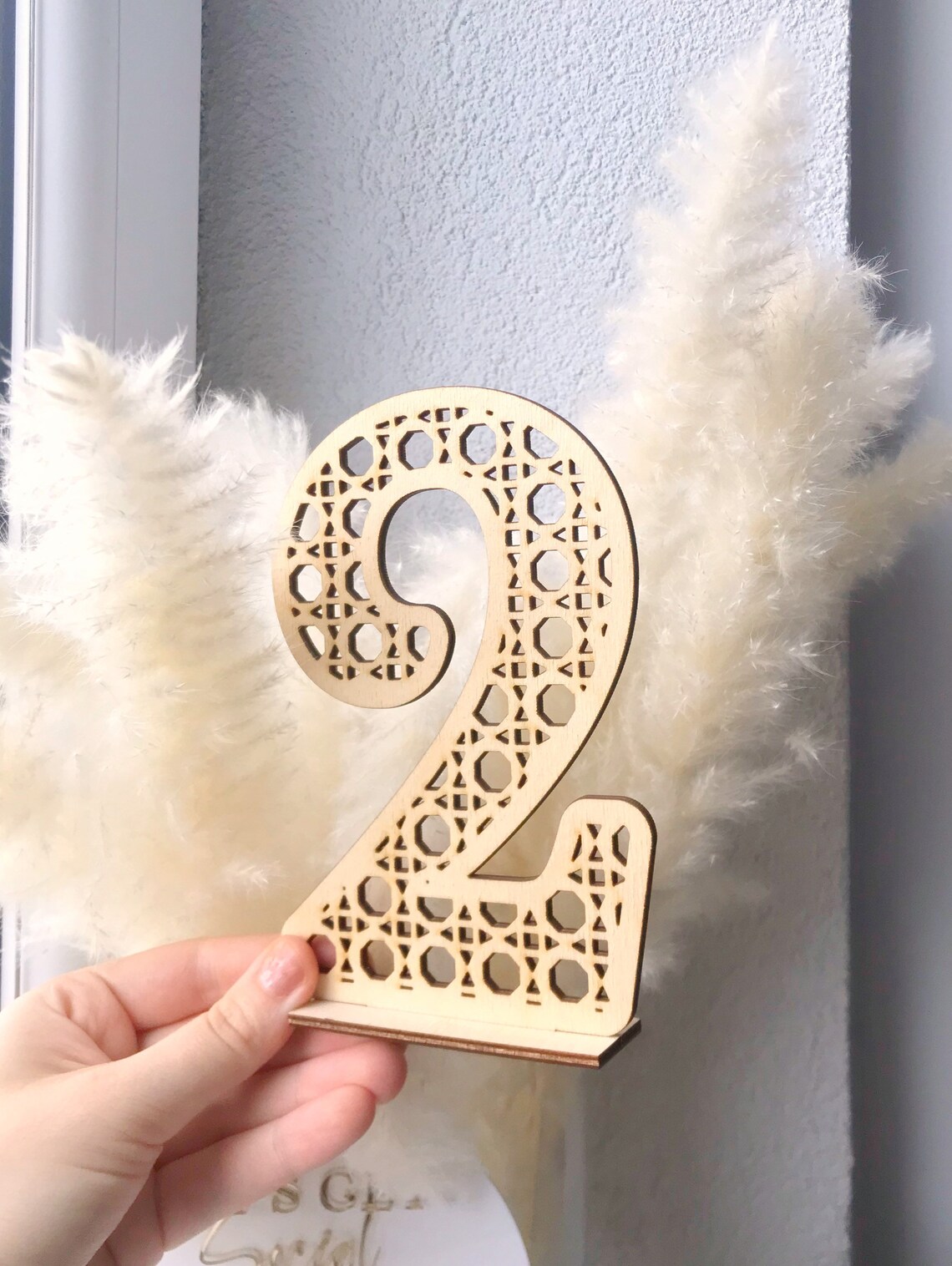 Wooden Rattan Number With Stand, Wooden Table Number, Rustic Table ...