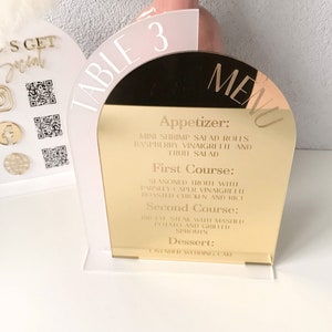 Wedding Table Numbers With Menu, Table Numbers, Acrylic Table Numbers ...