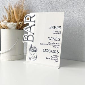 Wedding Bar Menu Sign, Custom Acrylic Drink Menu Signage Personalized ...