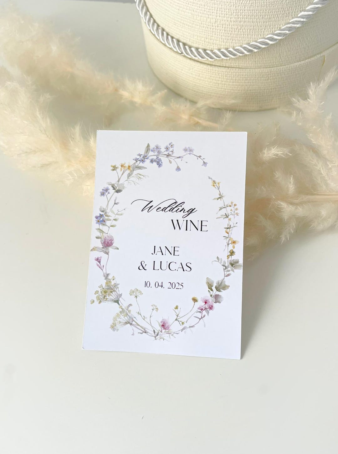 Set of 10 Wedding Wine Stickers, Custom Spring Flower Wedding Wine ...