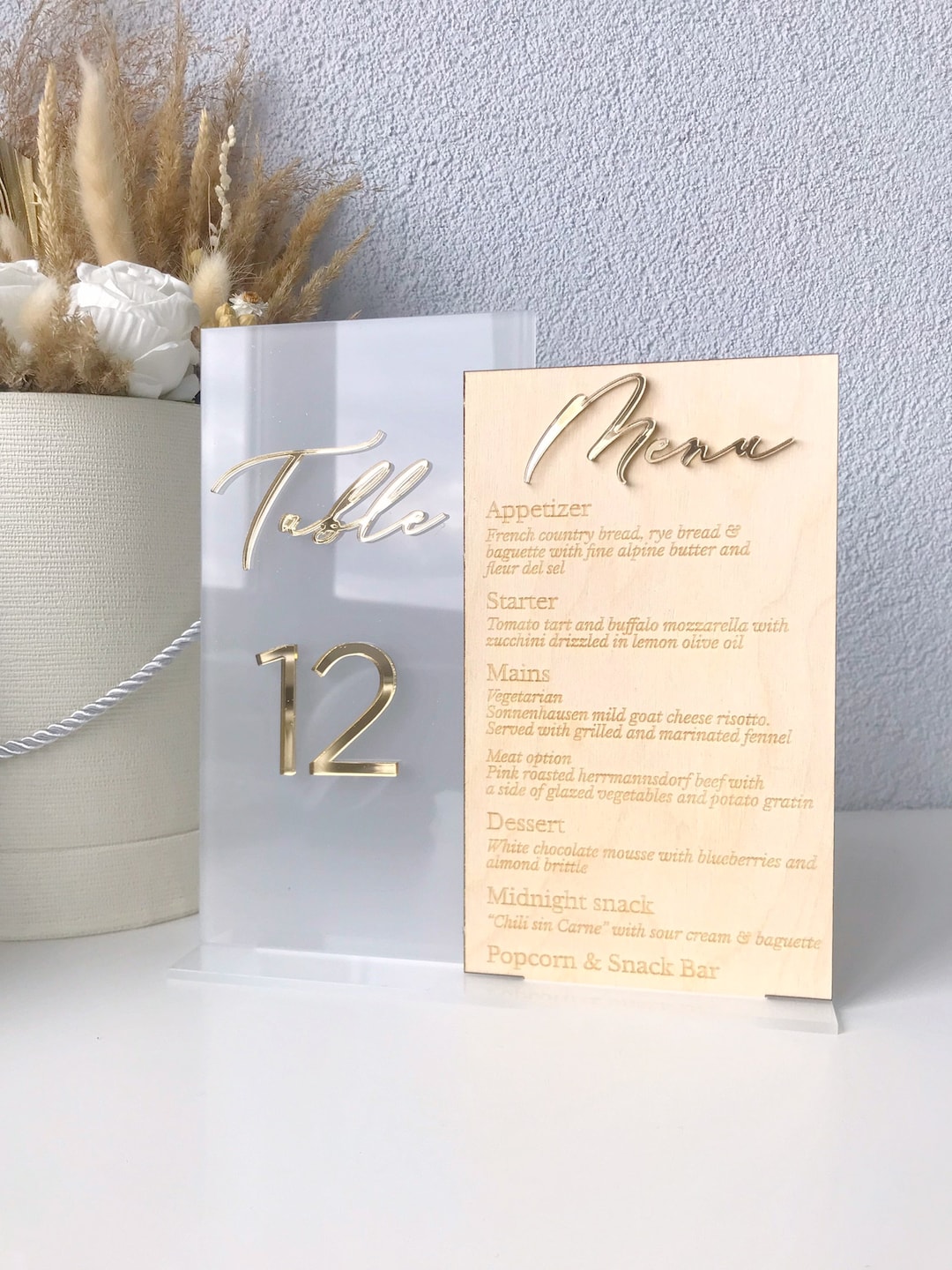 Wedding Table Numbers With Menu, Table Numbers, Acrylic Table Numbers ...