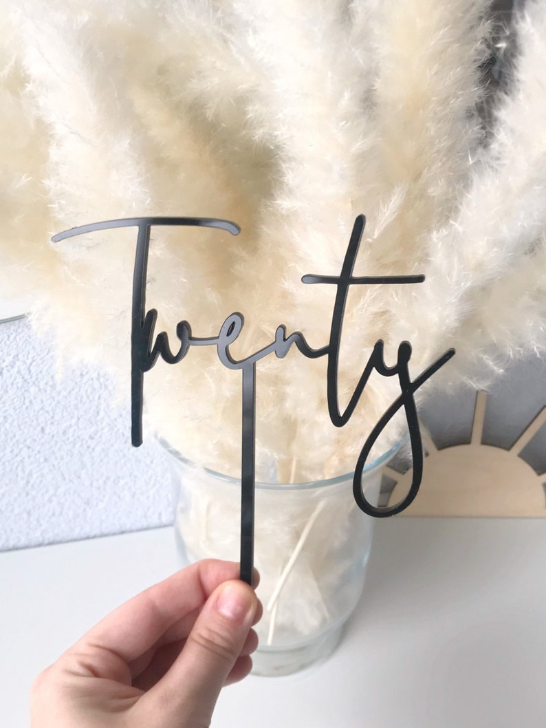 Acrylic Written Number Cake Topper Twenty Cake Topper Thirty - Etsy