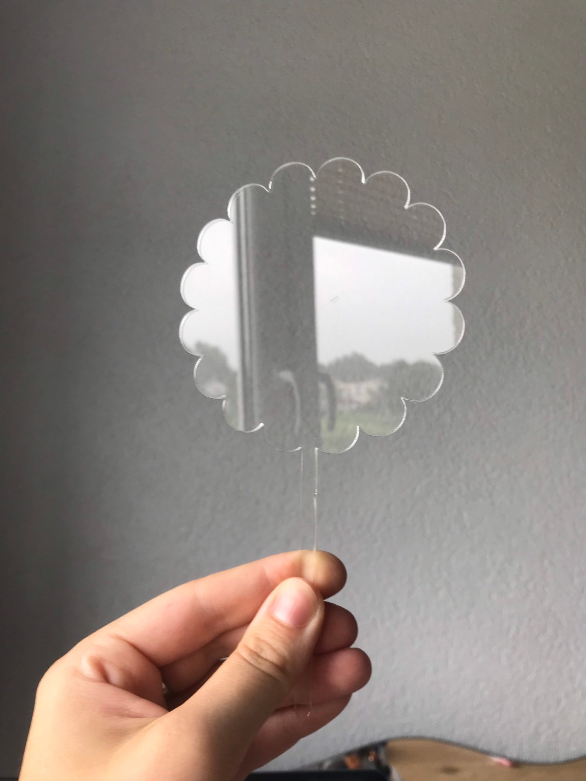 Set of 5 Blank Scalloped Circle Cake Toppers With Stick Clear, White ...