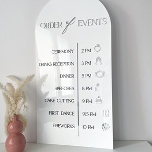 Acrylic Custom Order of Events, Wedding Programme Sign, Pesronalized ...