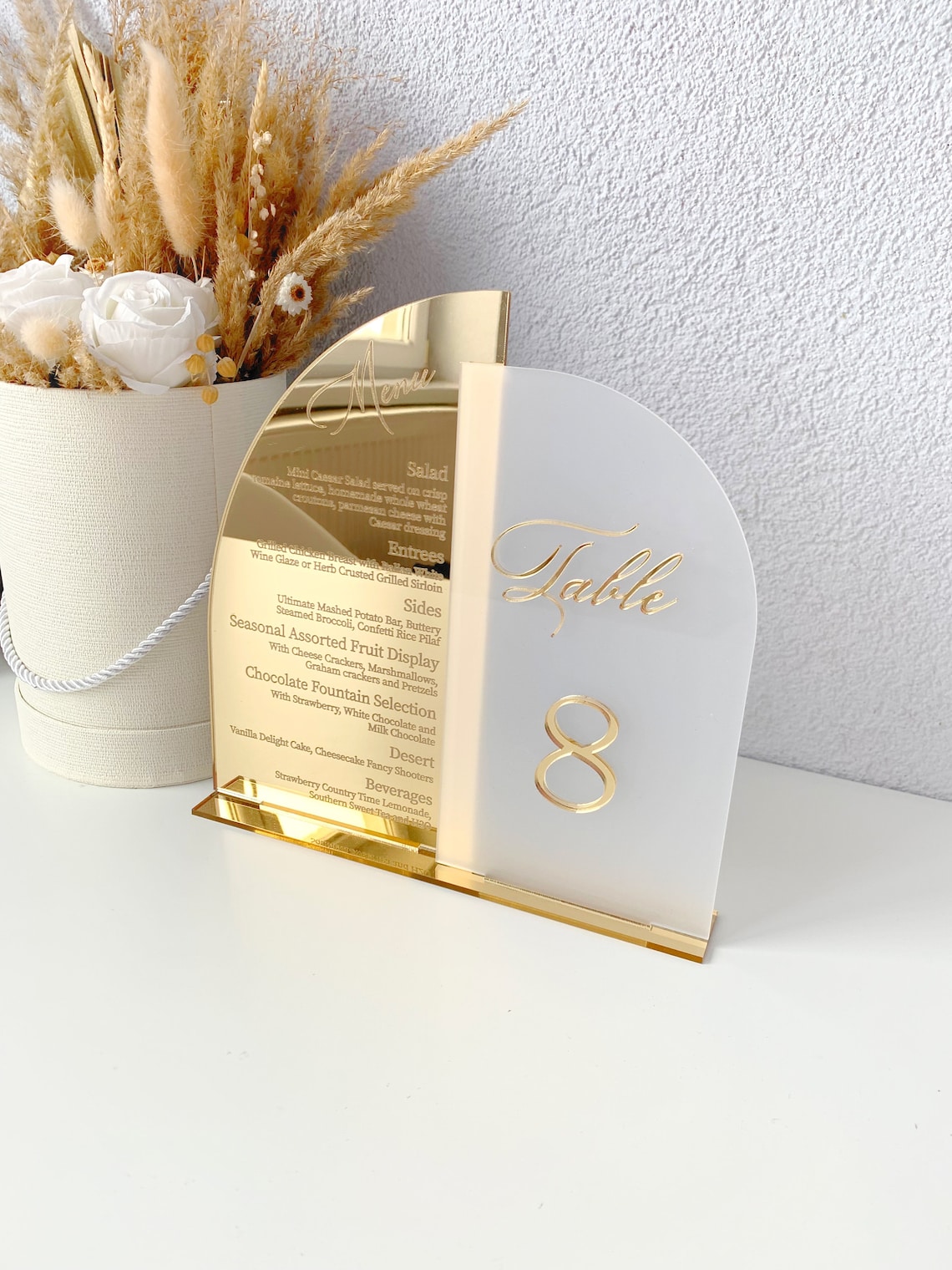 Acrylic Wedding Table Numbers With Table Numbers, Gold Wedding Menu ...