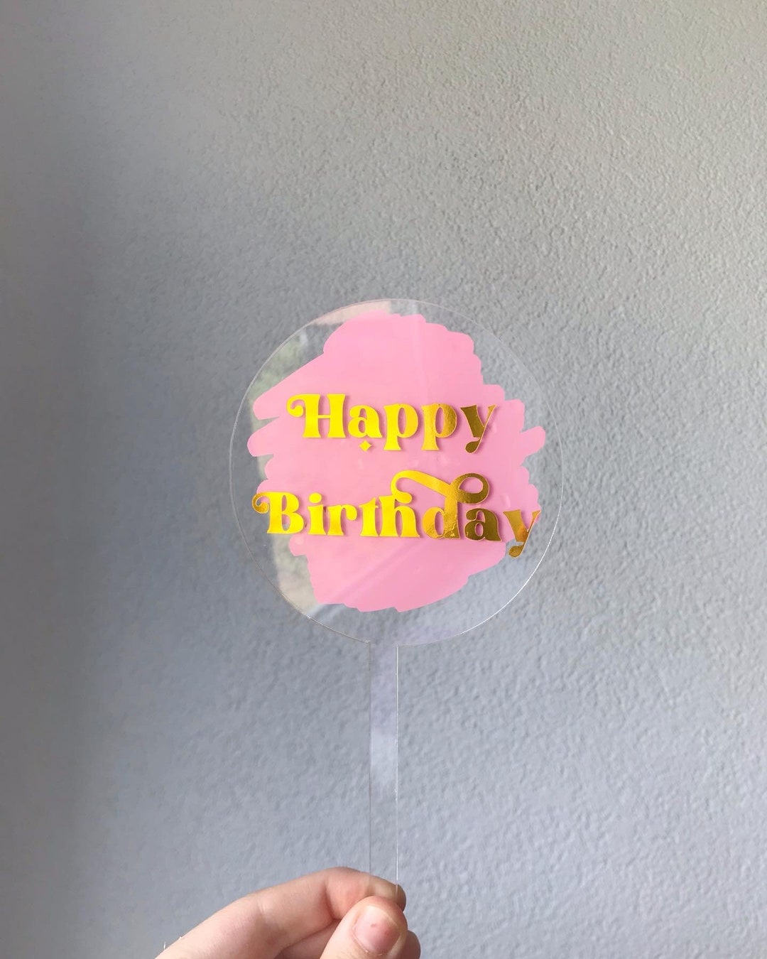 Topper de pastel de feliz cumpleaños de círculo acrílico, topper de ...