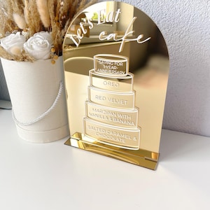 Acrylic Wedding Cake Sign, Gold Cake Flavors Sign, Gold Wedding Arch ...