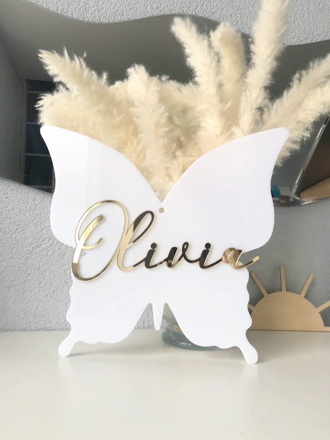Nursery Butterfly Sign, Personalized Kids Room Sign, Butterfly Wall ...