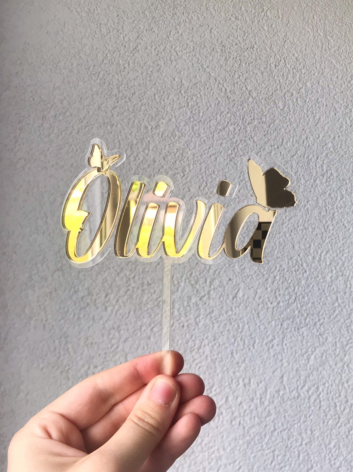 Acrylic Personalized Cake Topper, Butterfly Cake Topper, Custom Name ...