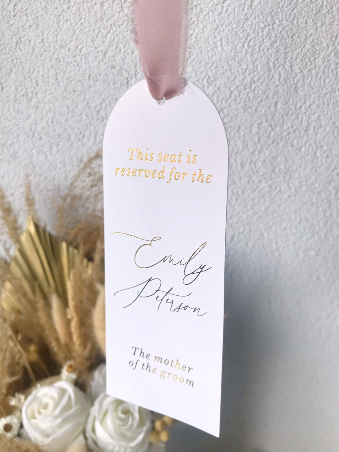 Gold Foil Seat Name Tags, Metallic Wedding Place Cards, Chair Name ...