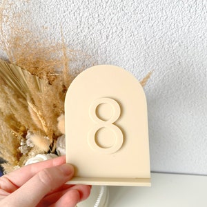 Beige Wedding Table Number, Modern Arch Table Number, Matt Small Modern ...