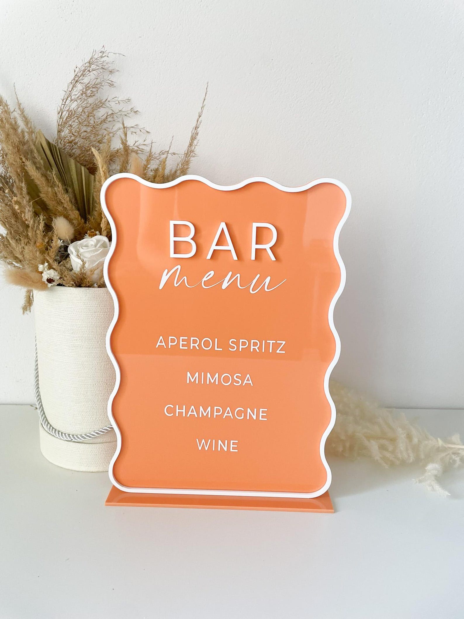 Personalized Wavy Acrylic Bar Menu Sign, Drink Menu Signage for Event ...