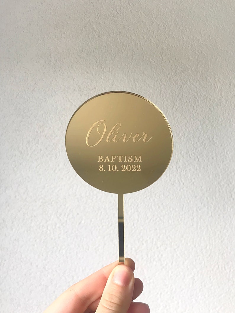 Wooden or Acrylic Cake Topper With Name Baptism Custom Text - Etsy