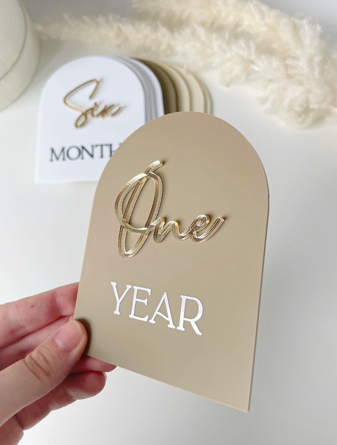 Baby Acrylic Arch Milestones, Gold Milestones, Acrylic Boho Baby ...