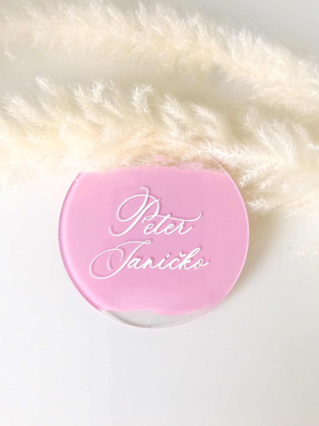 Acrylic Circle Wedding Place Card, Acrylic Round Name Card, Semicircle ...