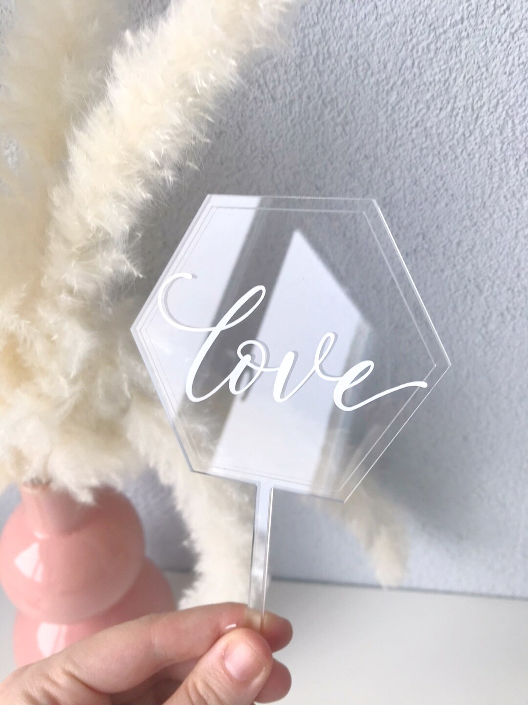 Love Hexagon Cake Topper, Love Cake Topper, Valentine Cake Decor ...
