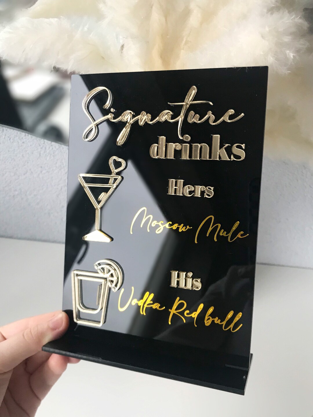 Signature Drink Sign, Wedding Signature Drink Sign, Acrylic Bar Menu ...
