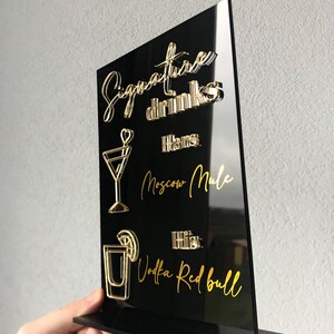 Signature Drink Sign, Wedding Signature Drink Sign, Acrylic Bar Menu ...