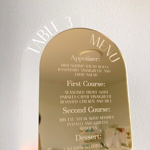 Wedding Table Numbers With Menu, Table Numbers, Acrylic Table Numbers ...