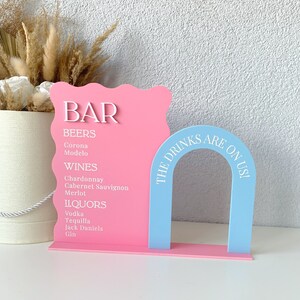 Personalized Wavy Acrylic Bar Menu Sign, Drink Menu Signage for Event ...