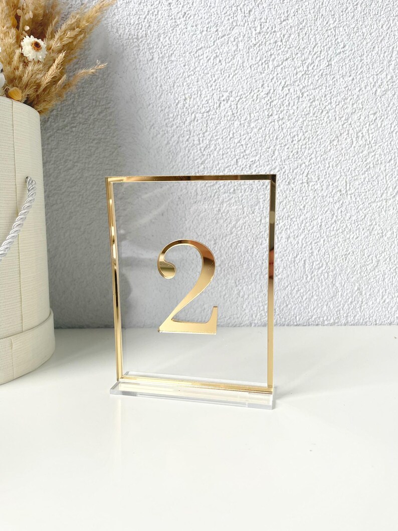 Modern Wedding Table Number, Luxury Gold Table Number, Custom Rectangle ...