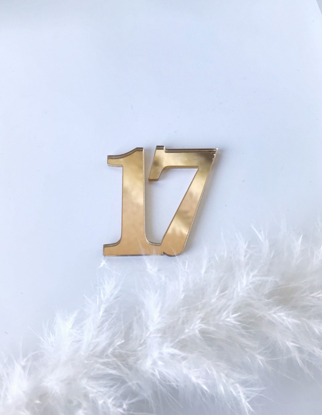 Acrylic Cake Topper Number, Gold Cake Charm, Golden Numbers, Black ...