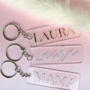 Acrylic Rectangle Keychain With Name Gold Silver Transparent Name Card ...