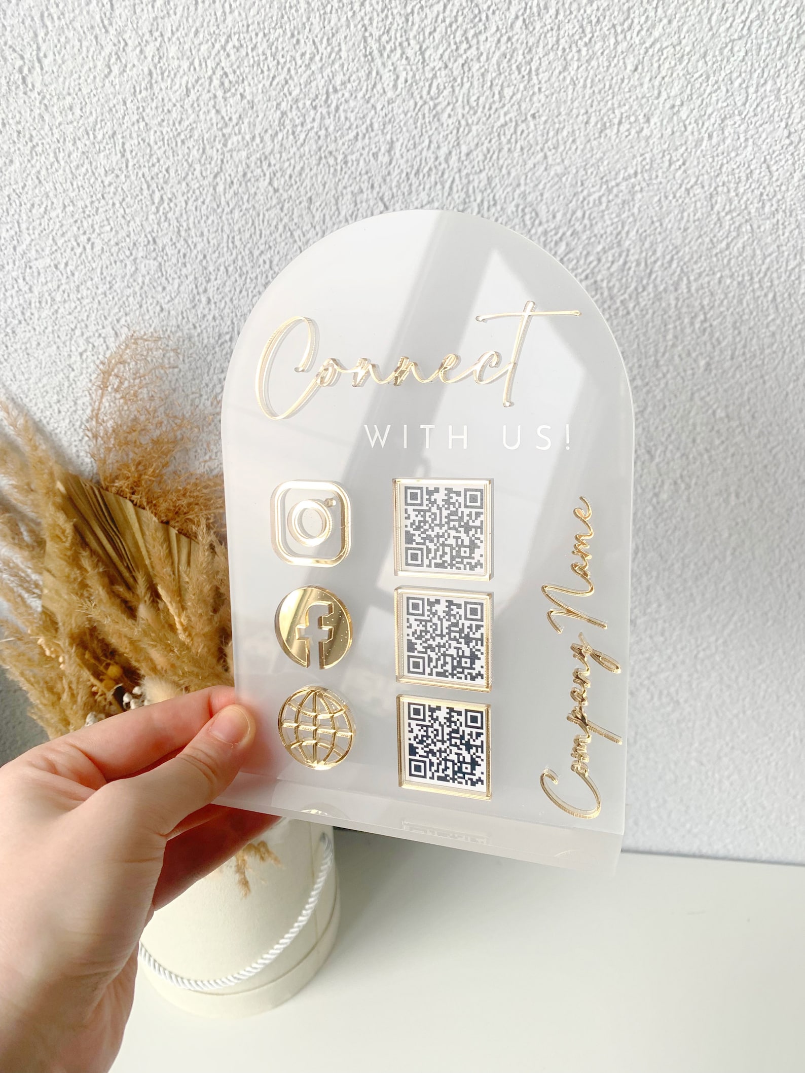 Connect With Us - Scannable QR Code Acrylic Sign for Social Media ...