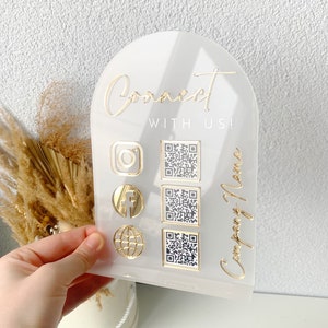 Connect With Us - Scannable QR Code Acrylic Sign for Social Media ...