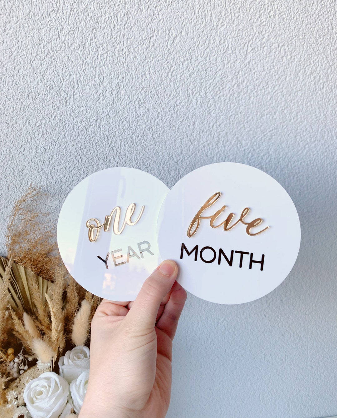 Baby Acrylic Arch Milestones, Gold Milestones Round Boho Baby ...