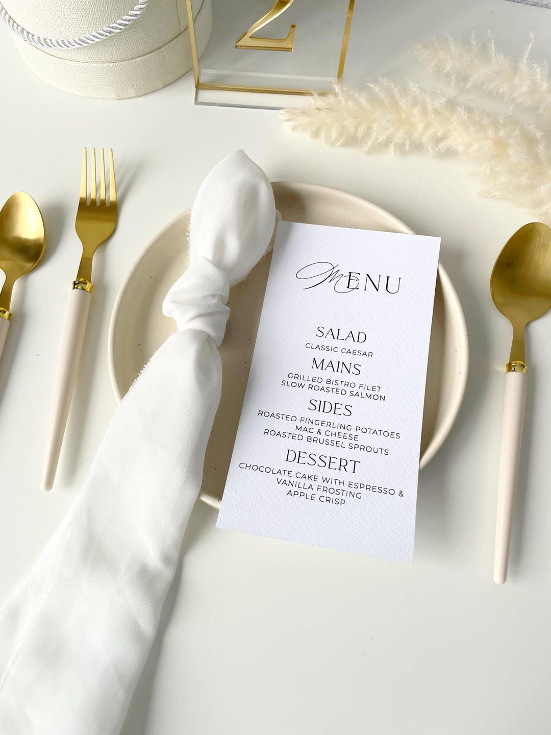 Minimalist Wedding Menu, Personalized Elegant Paper Menu, Custom Menu ...