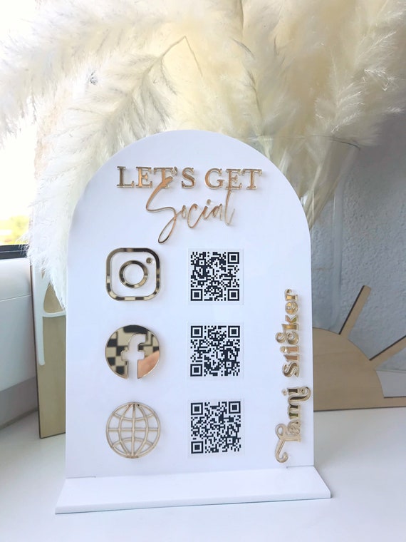 Let' Be Social Scannable QR Code Acrylic Sign for Social - Etsy