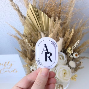 Set of 10 Wedding Favors Sticker, Flower Wedding Sticker, Initials ...
